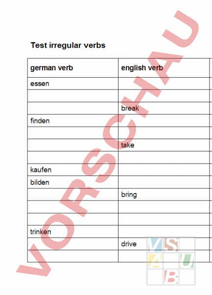 Arbeitsblatt: irregular verbs - Englisch - Grammatik
