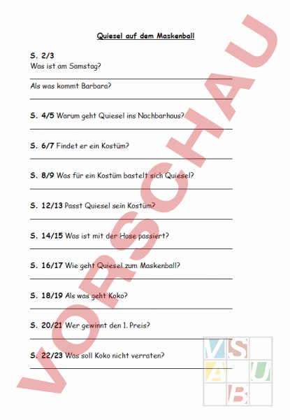 Arbeitsblatt: Fragen zu den Quisel-Büchern - Deutsch - Erstlesen