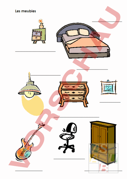 Arbeitsblatt: Les meubles - Französisch - Wortschatz