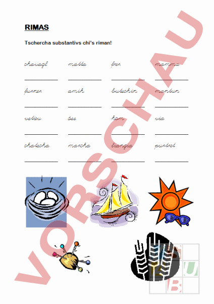Arbeitsblatt: RIMAS - Rumantsch - Lingua - Rumantsch