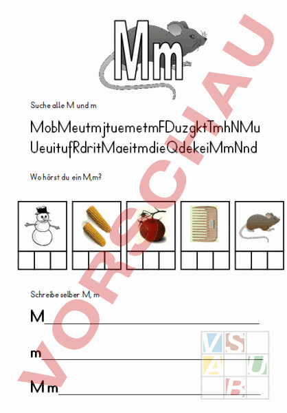 Arbeitsblatt: M - Deutsch - Erstlesen