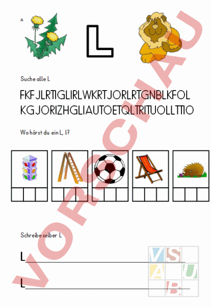 Arbeitsblatt: L - Deutsch - Erstlesen