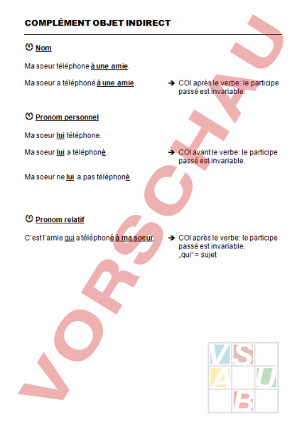 Arbeitsblatt: Complément objet indirect - Französisch - Grammatik