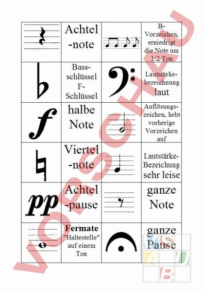 Arbeitsblatt: Musikdomino - Musik - Musik / Bewegung
