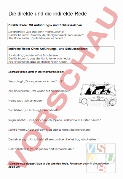 Arbeitsblatt: Indirekte Rede - Deutsch - Grammatik