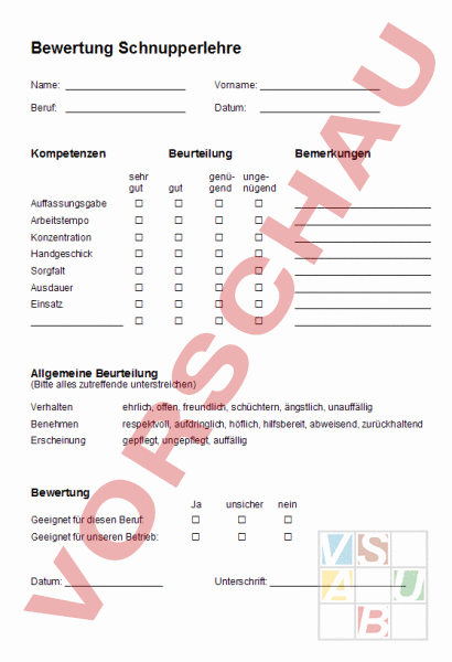 Arbeitsblatt: Schnupperlehre - Diverses / Fächerübergreifend ...