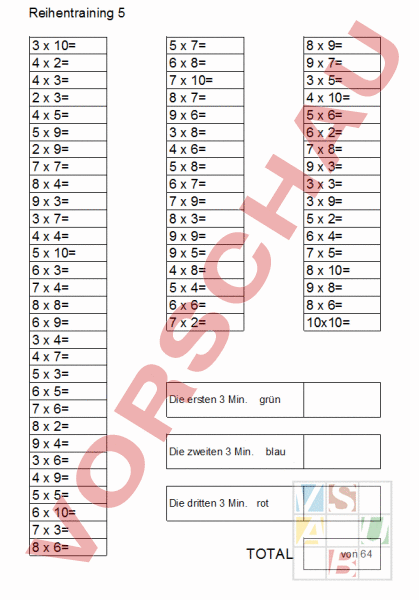 Arbeitsblatt: 1x1 Teil 5 - Mathematik - Multiplikation