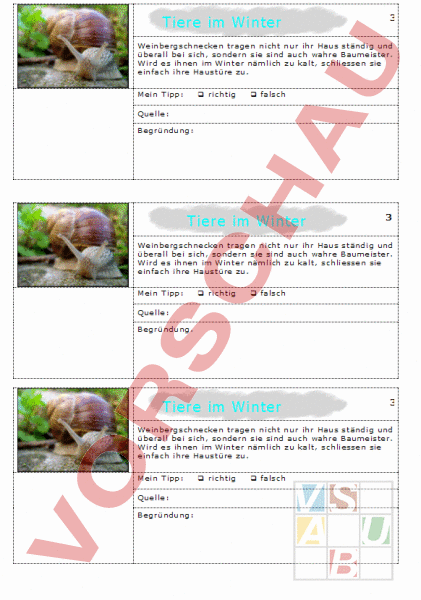 Arbeitsblatt: Tiere im Winter 3 - Biologie - Gemischte Themen