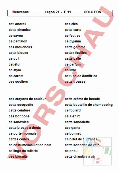 Arbeitsblatt: ce, cette, ces - Französisch - Grammatik