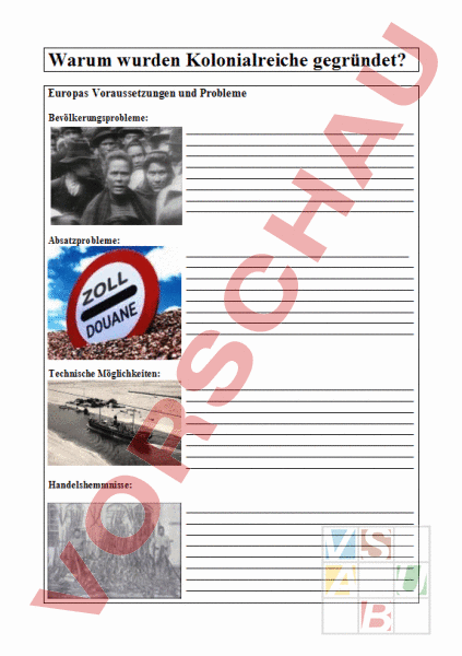 Arbeitsblatt: Warum wurden Kolonialreiche gegründet? - Geschichte - Neuzeit