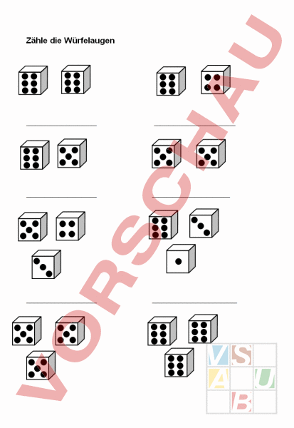 Arbeitsblatt: Würfel - Mathematik - Addition