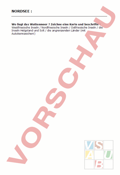 Arbeitsblatt: Nordsee - Geographie - Europa