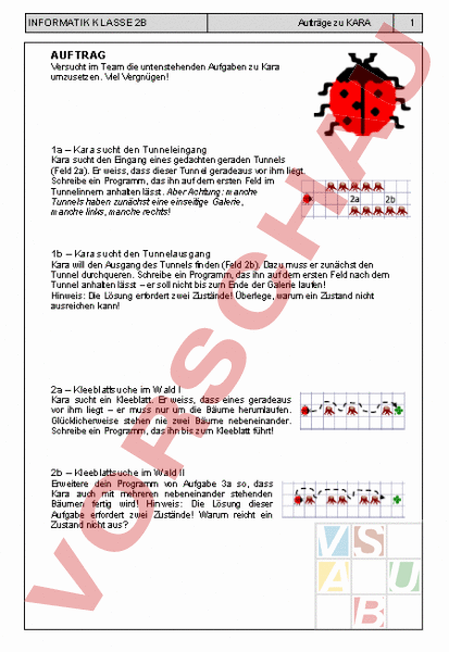 Arbeitsblatt: KARA - Informatik - Programmieren Arbeitsblatt: KARA - Informatik - Programmieren