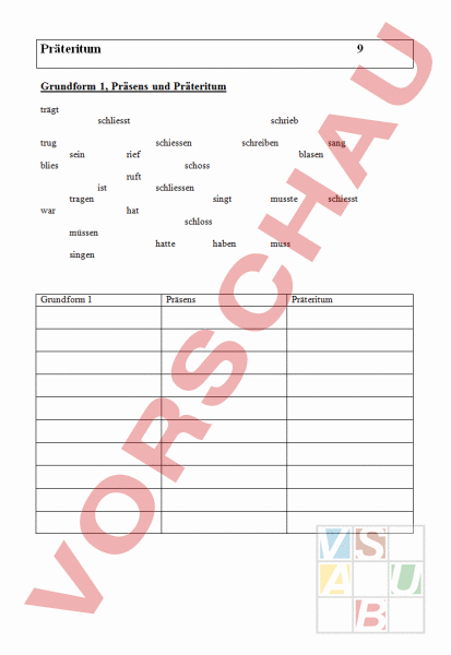 Arbeitsblatt: Präteritum 9 - Deutsch - Grammatik