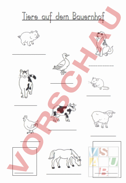 Arbeitsblatt: Tiere auf dem Bauernhof - Diverses / Fächerübergreifend ...