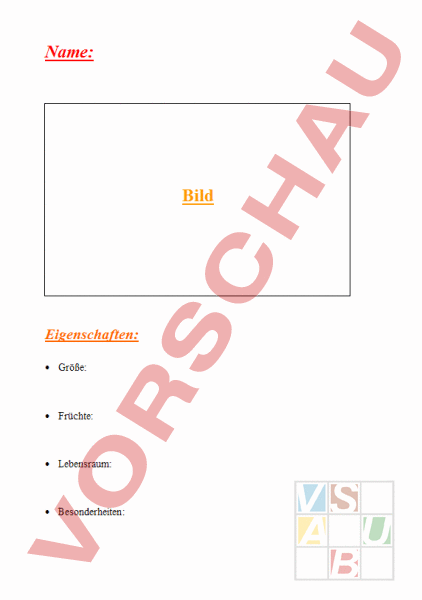 Steckbrief Pflanzen
