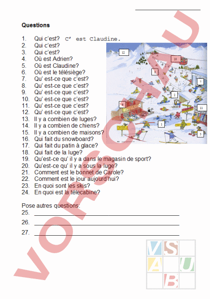 Arbeitsblatt: unité 14 Les sports d'hiver - Französisch - Wortschatz