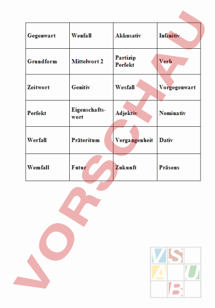 Arbeitsblatt: Grammatik-Domino - Deutsch - Grammatik