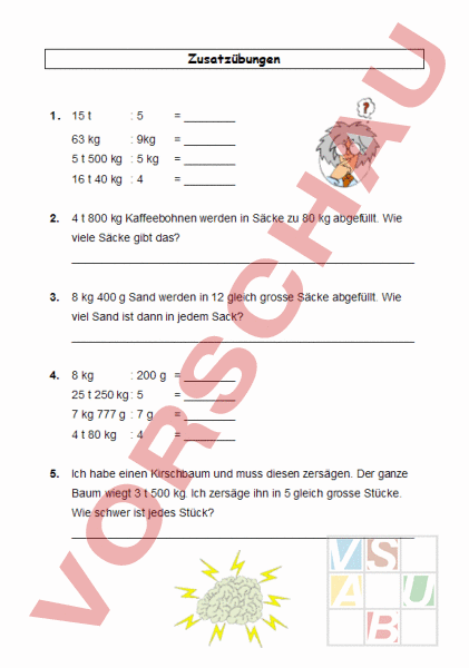 Arbeitsblatt: Division mit Tonne, Kilogramm und Gramm - Mathematik ... Arbeitsblatt: Division mit Tonne, Kilogramm und Gramm - Mathematik ...