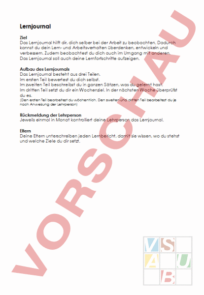Arbeitsblatt: Lernjournal - Diverses / Fächerübergreifend - Anderes Thema