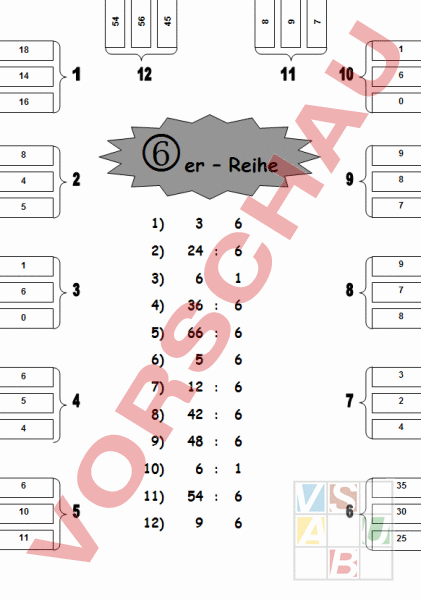 Arbeitsblatt: 6er-Reihe, Übungsblatt mit Selbstkontrolle - Mathematik ...