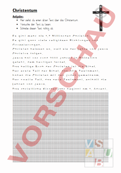 Arbeitsblatt: Christentum - Diverses / Fächerübergreifend - Anderes Thema