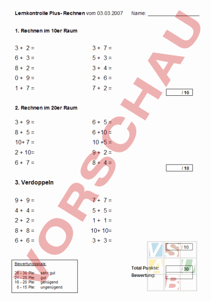 Arbeitsblatt: Addition - Mathematik - Addition