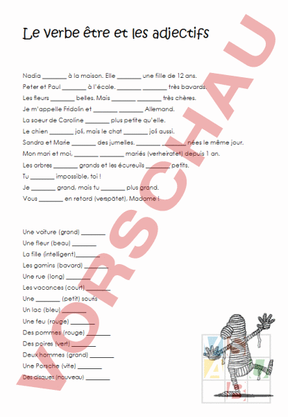 Arbeitsblatt: Le verbe être et les adjectifs étape 13 - Französisch ...