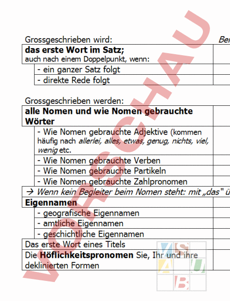 Arbeitsblatt: Grossschreibung - Deutsch - Rechtschreibung