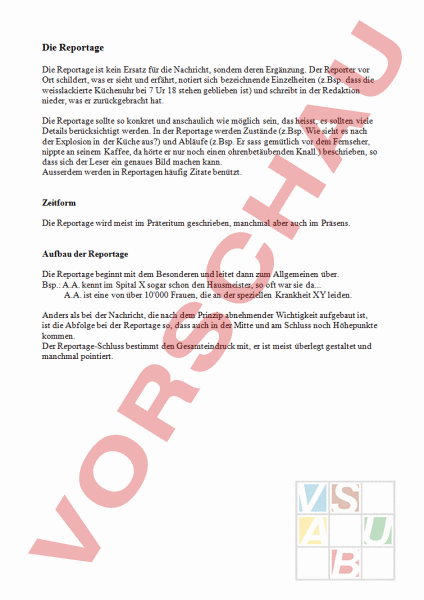 Arbeitsblatt: Die Reportage - Deutsch - Gemischte Themen