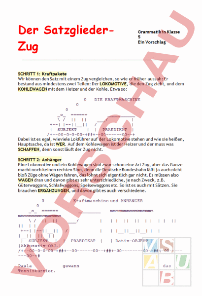 Arbeitsblatt: Satzglieder - Deutsch - Grammatik