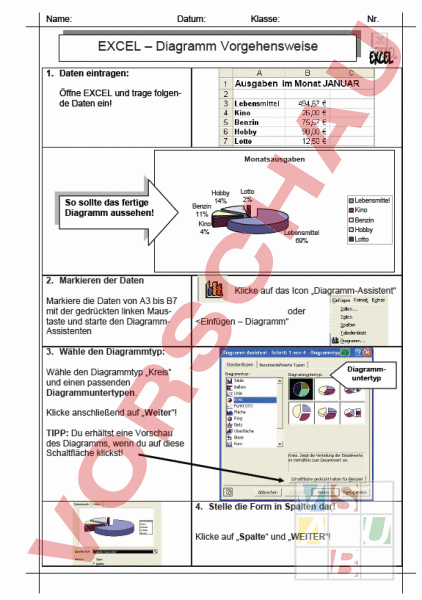 Arbeitsblatt: Diagramme mit EXCEL - Teil 2 - Informatik ...