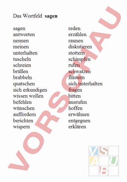 Arbeitsblatt: Wortfeld sagen - Deutsch - Wortschatz