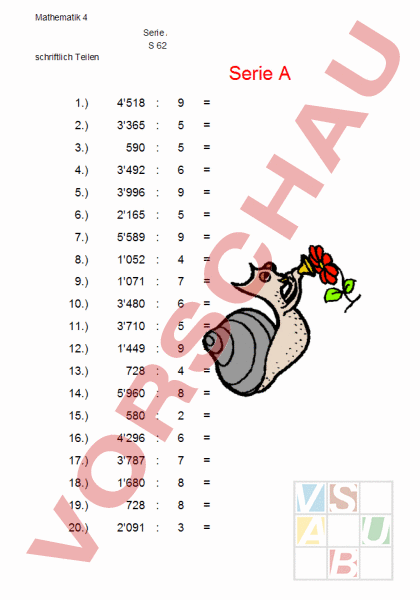 Arbeitsblatt: Schriftliches Teilen - Mathematik - Division