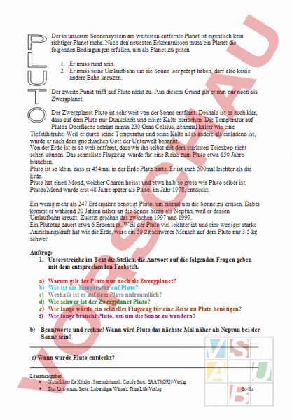 Arbeitsblatt: Universum_Pluto - Physik - Astronomie