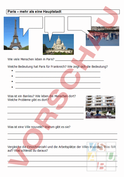 Arbeitsblatt: Paris - Geographie - Europa