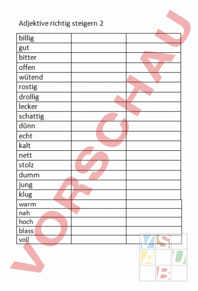 Arbeitsblatt: Adjektive steigern 2 - Deutsch - Grammatik