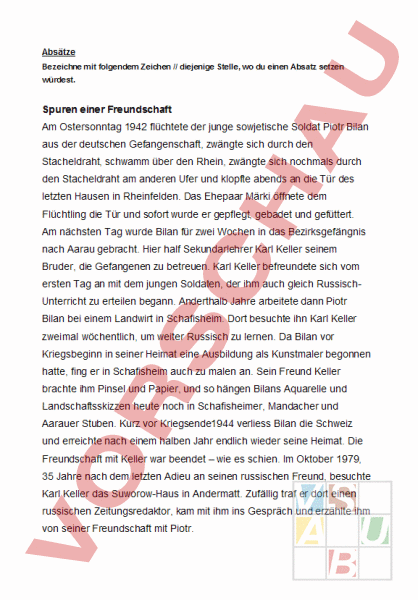 Arbeitsblatt: Absätze - Deutsch - Texte schreiben