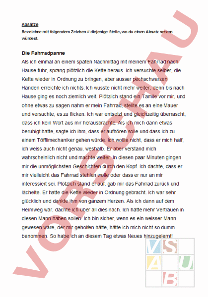 Arbeitsblatt: Absätze - Deutsch - Texte schreiben