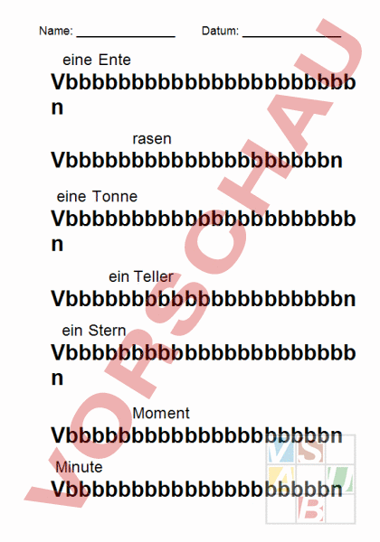 Arbeitsblatt: N Wörter schreiben - Deutsch - Wortschatz