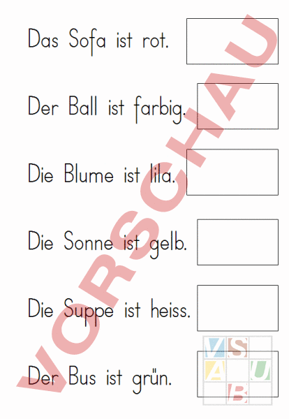 Arbeitsblatt: Lies und male - Deutsch - Erstlesen
