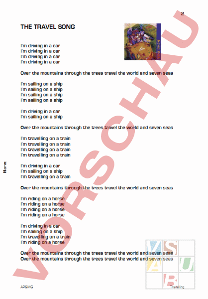 Arbeitsblatt: Travel song - Englisch - Gemischte Themen