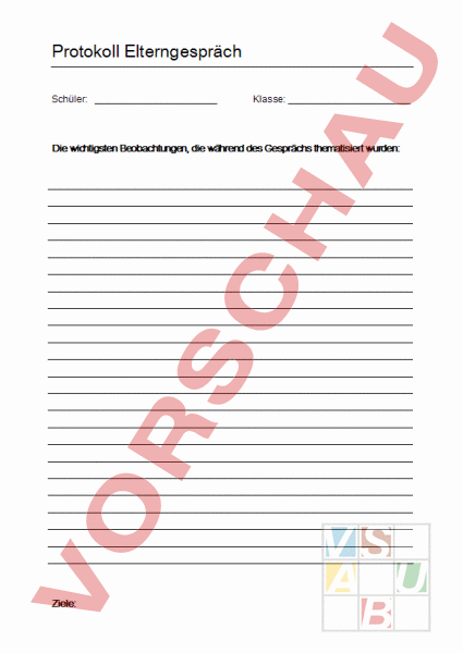 Arbeitsblatt: Gesprächsprotokoll - Administration / Methodik ...
