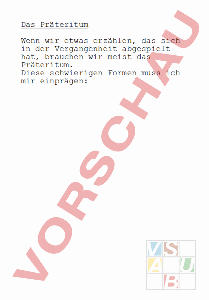 Arbeitsblatt: Schwierige Präteritumsformen - Deutsch - Grammatik