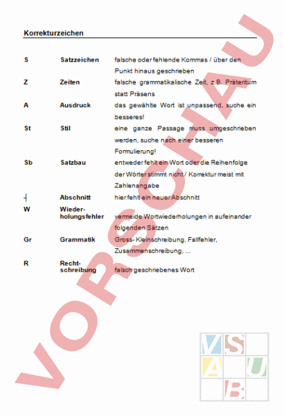 Arbeitsblatt: Korrekturzeichen - Deutsch - Anderes Thema Arbeitsblatt: Korrekturzeichen - Deutsch - Anderes Thema