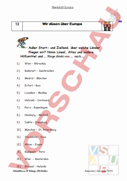 Arbeitsblatt: Länder Europas - Geographie - Europa