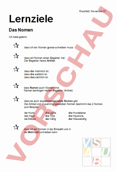 Arbeitsblatt: Nomen - Deutsch - Grammatik