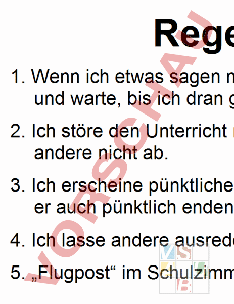Arbeitsblatt: Verhaltensregeln - Administration / Methodik - Anderes Thema