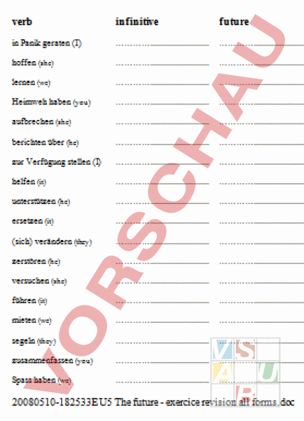 Arbeitsblatt: E U5 The future - exercice revision all forms - Englisch - Grammatik