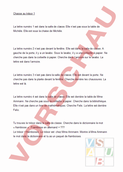 Arbeitsblatt: envol 5, chasse au trésor - Französisch - Lehrmittel